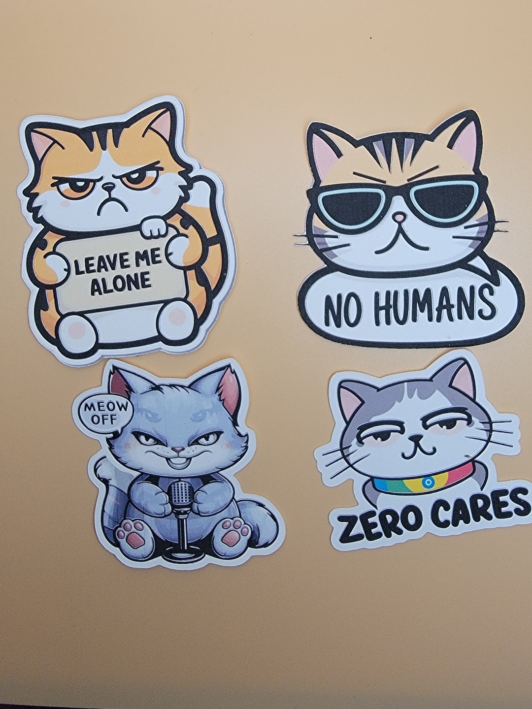 Don't Care Cat Sarcastic Sticker Pack - Etsy