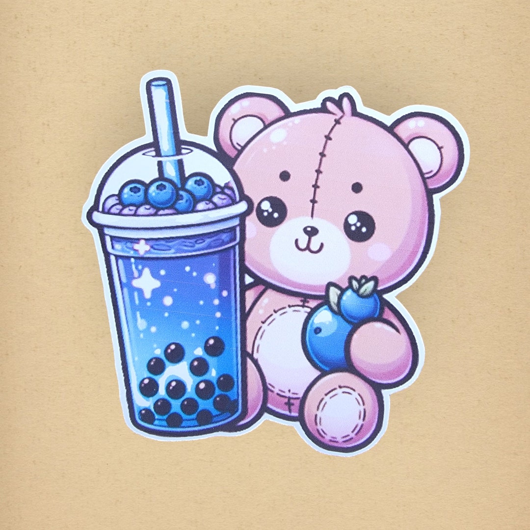 Blueberry Boba Bear Sticker - Etsy