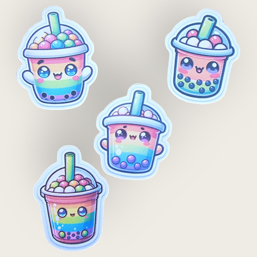 Rainbow Boba Tea Sticker Pack, Milk Tea Sticker Pack, Boba Sticker ...