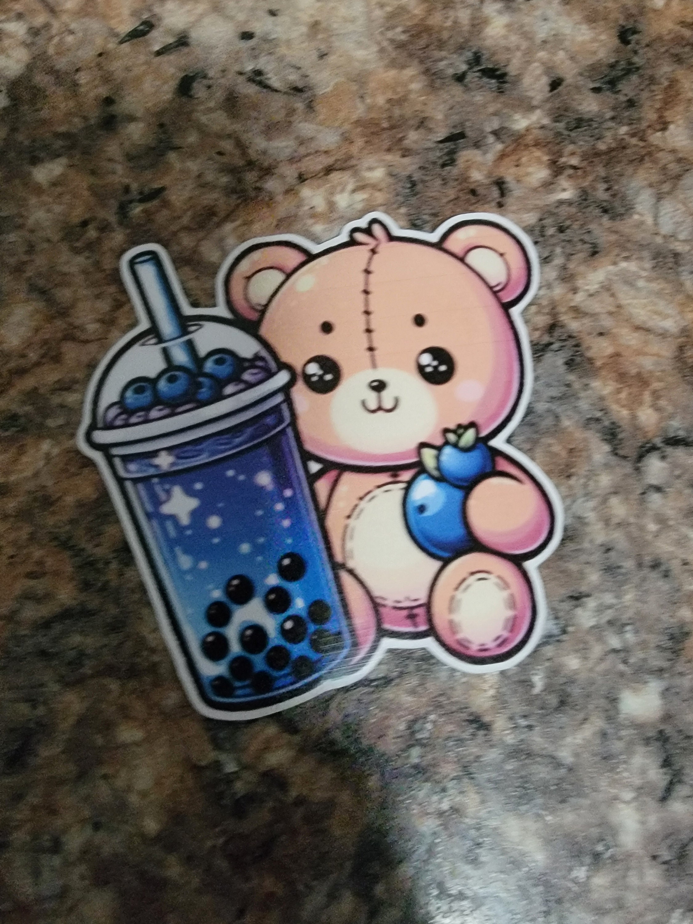 Blueberry Boba Bear Sticker - Etsy