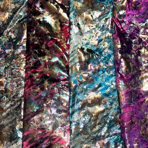 Luxury Splatter Design Iridescent Metallic Stretch Velvet 4-way Stretch ...