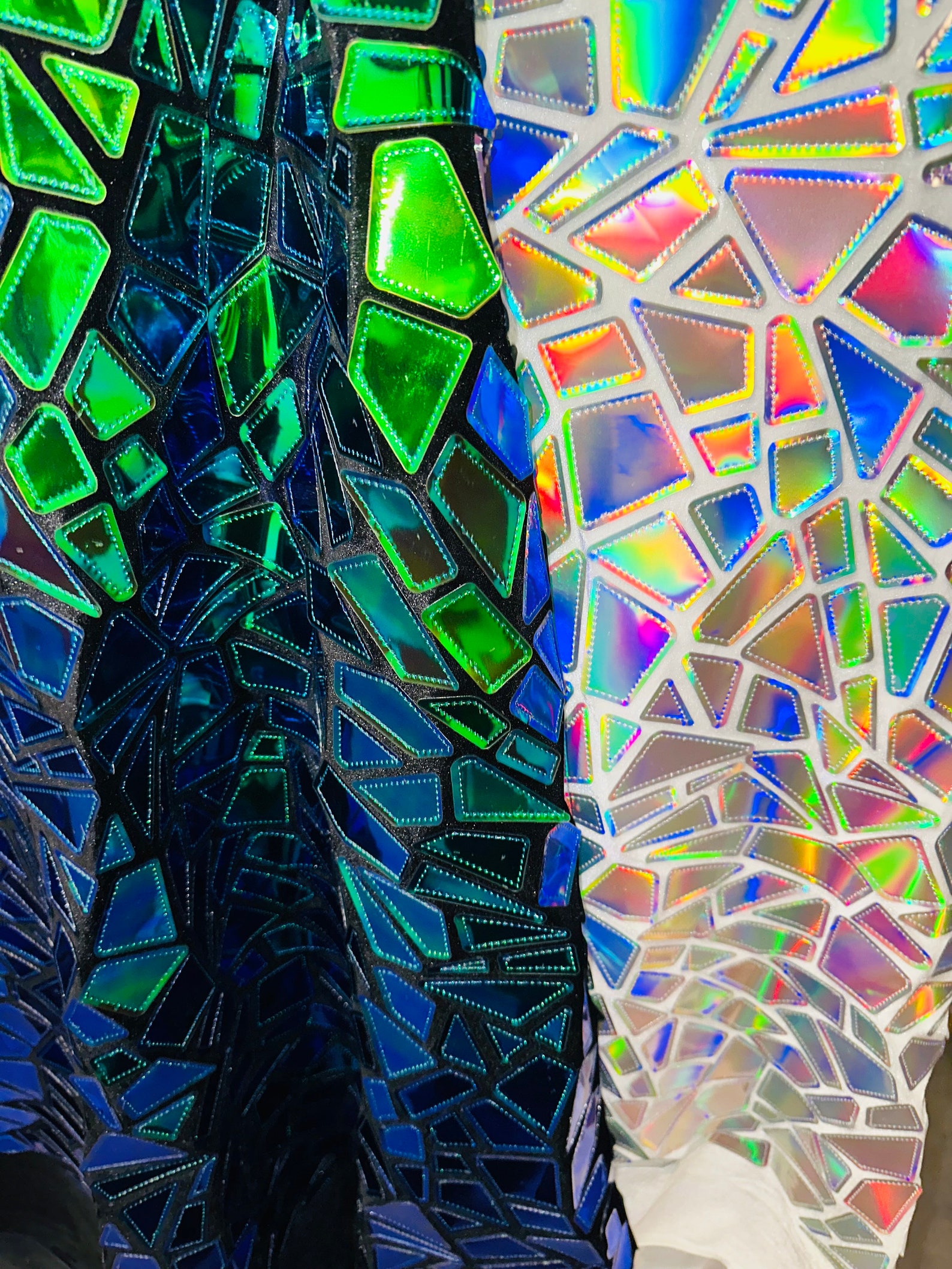 Shattered Glass Design Iridescent Metallic Geometric Design on Stretch ...