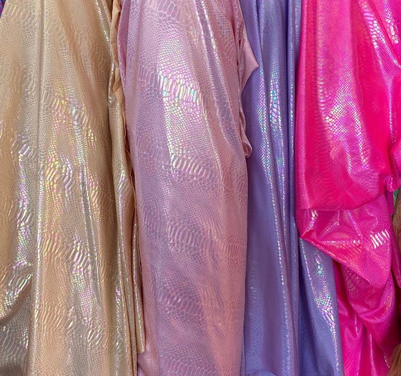 Exotic Skin Snake Design With Iridescent Foil Hologram Metallic Nylon ...
