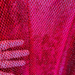 Rhinestone Luxury Design Scarlet Red on Stretch Fishnet 4-way 55/57 ...