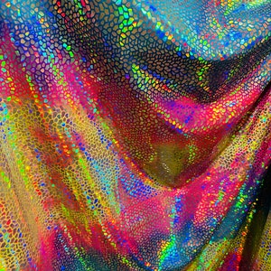 Deluxe Dragon Hologram Sequins on Tie Dye Spandex 4-way Stretch 58/60 ...