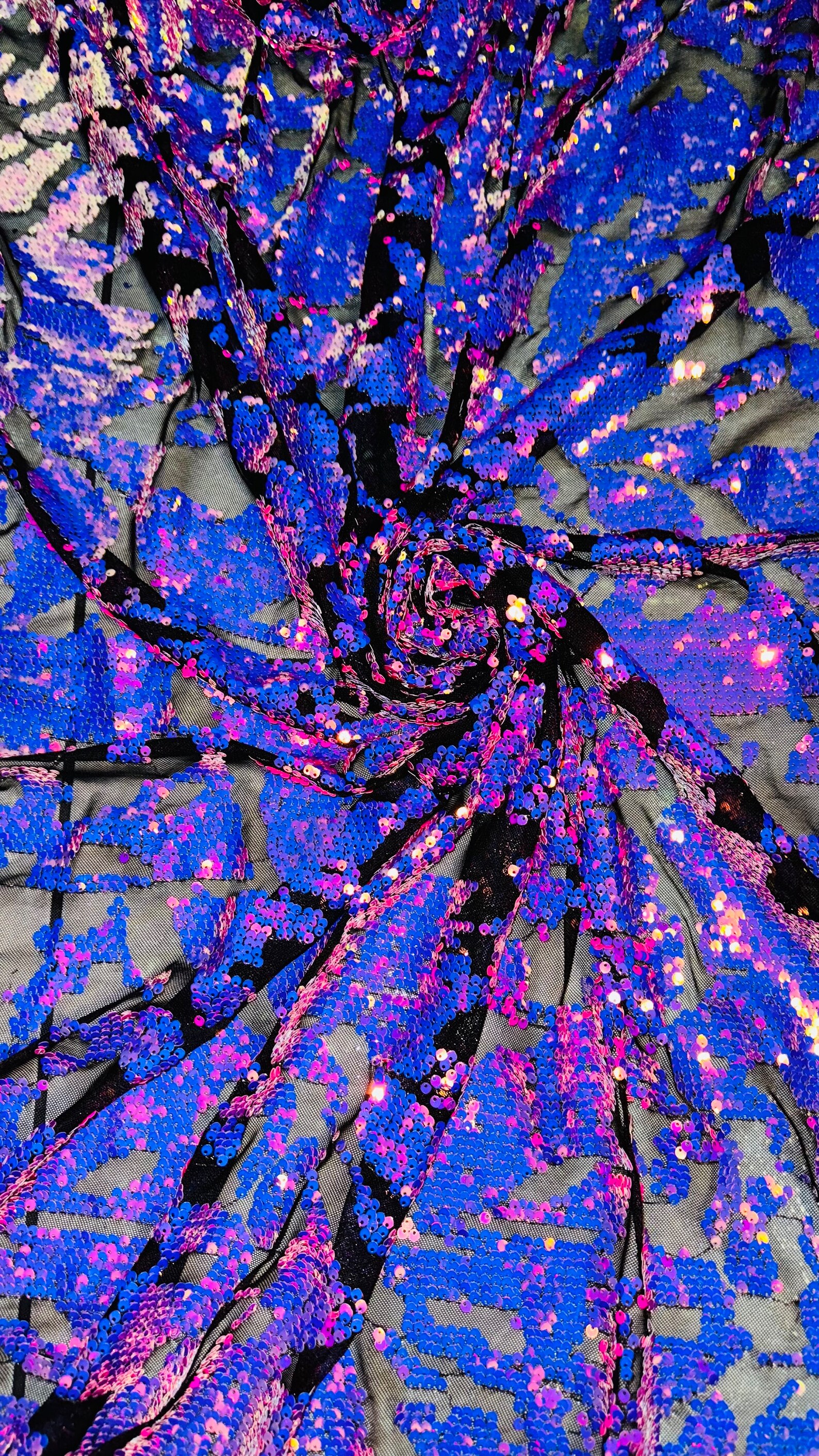 New Flashback Sequins Design Iridescent Purple Embroidered on Stretch ...