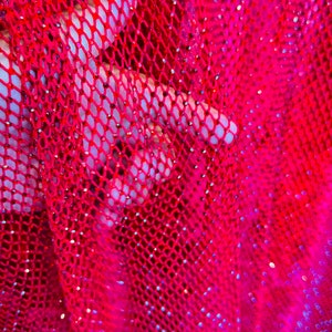 Rhinestone Luxury Design Scarlet Red on Stretch Fishnet 4-way 55/57 ...