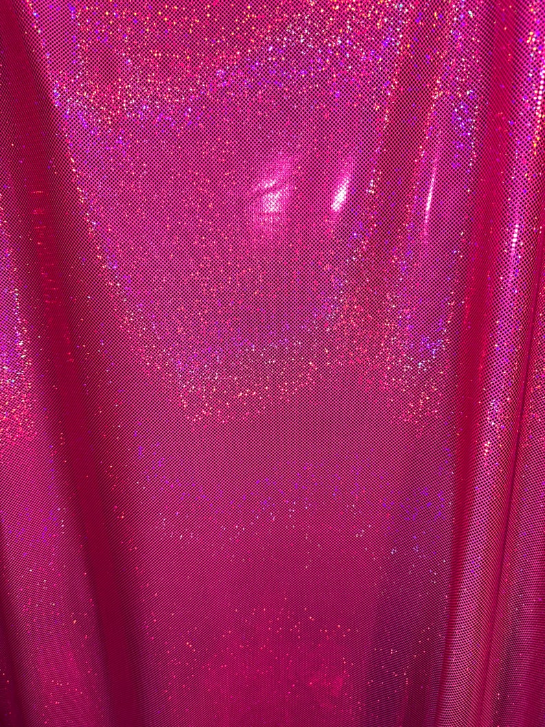 Luxury Hologram Dots All Over Foil Hot Pink/fuchsia Metallic Nylon ...