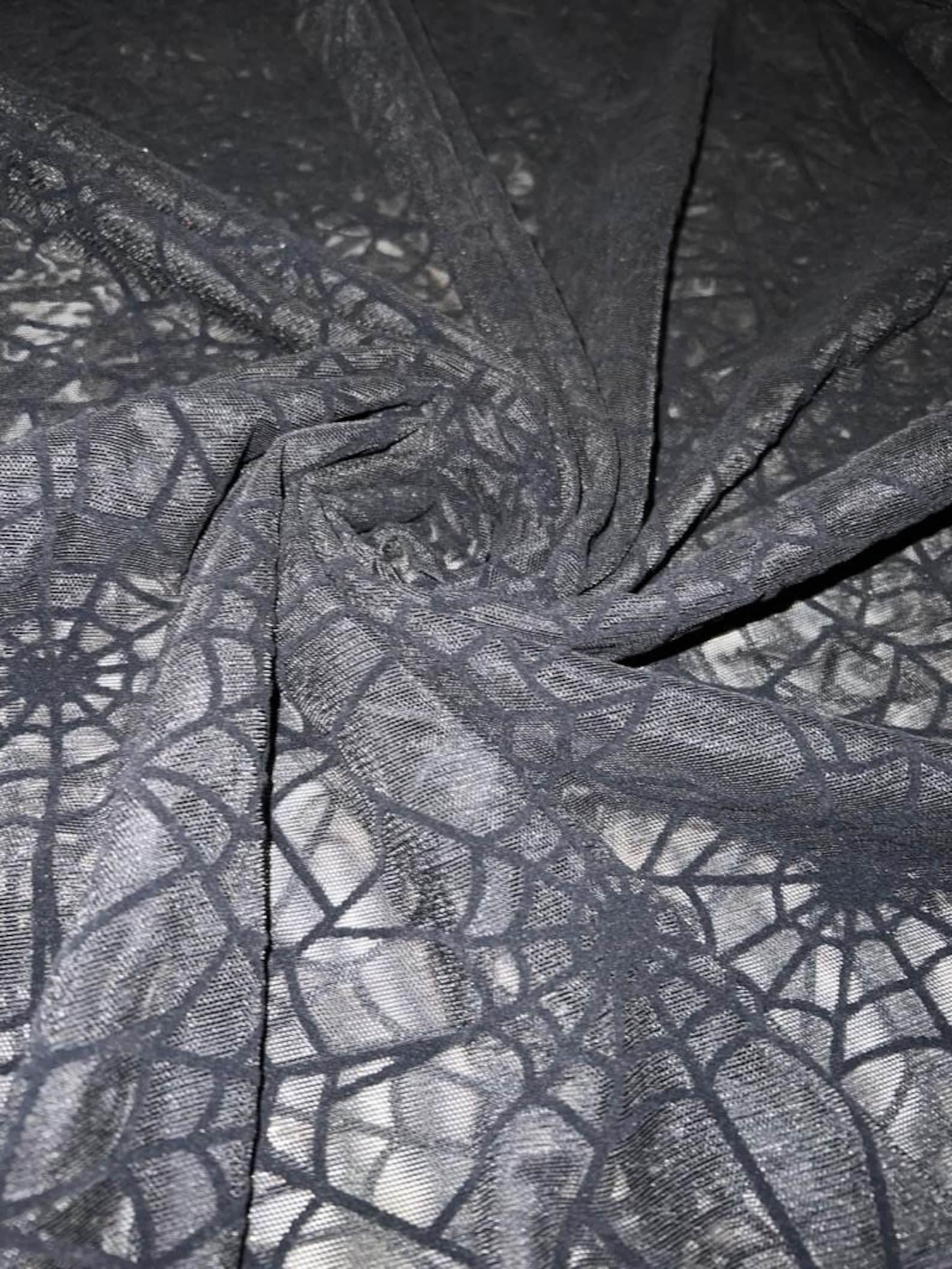 Spiderweb Design on Power Mesh Nylon Spandex With Flocking 4-way ...