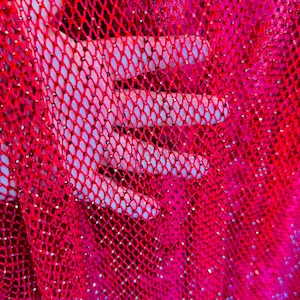 Rhinestone Luxury Design Scarlet Red on Stretch Fishnet 4-way 55/57 ...