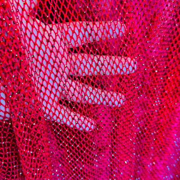 Rhinestone Fishnet Fabric - Etsy