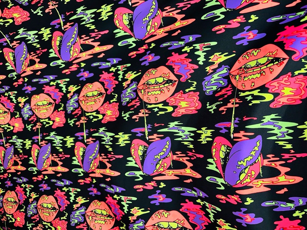 Drippy Lips Design Print on Great Quality of Nylon Spandex 4-way ...