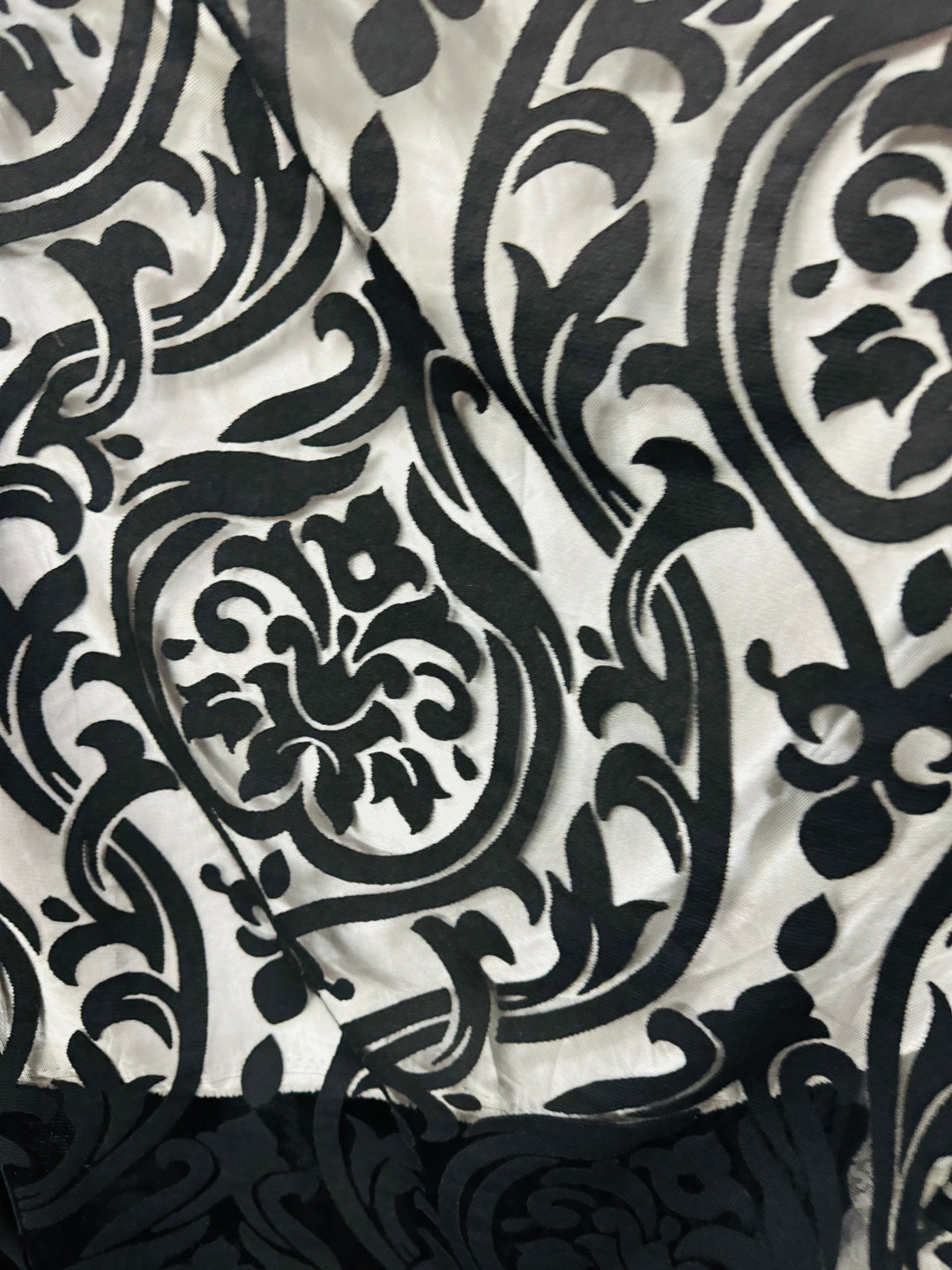 Damascus Design Black/black on Burnout Mesh 2-way Stretch 58/60” Sold ...