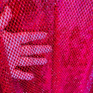 Rhinestone Luxury Design Scarlet Red on Stretch Fishnet 4-way 55/57 ...