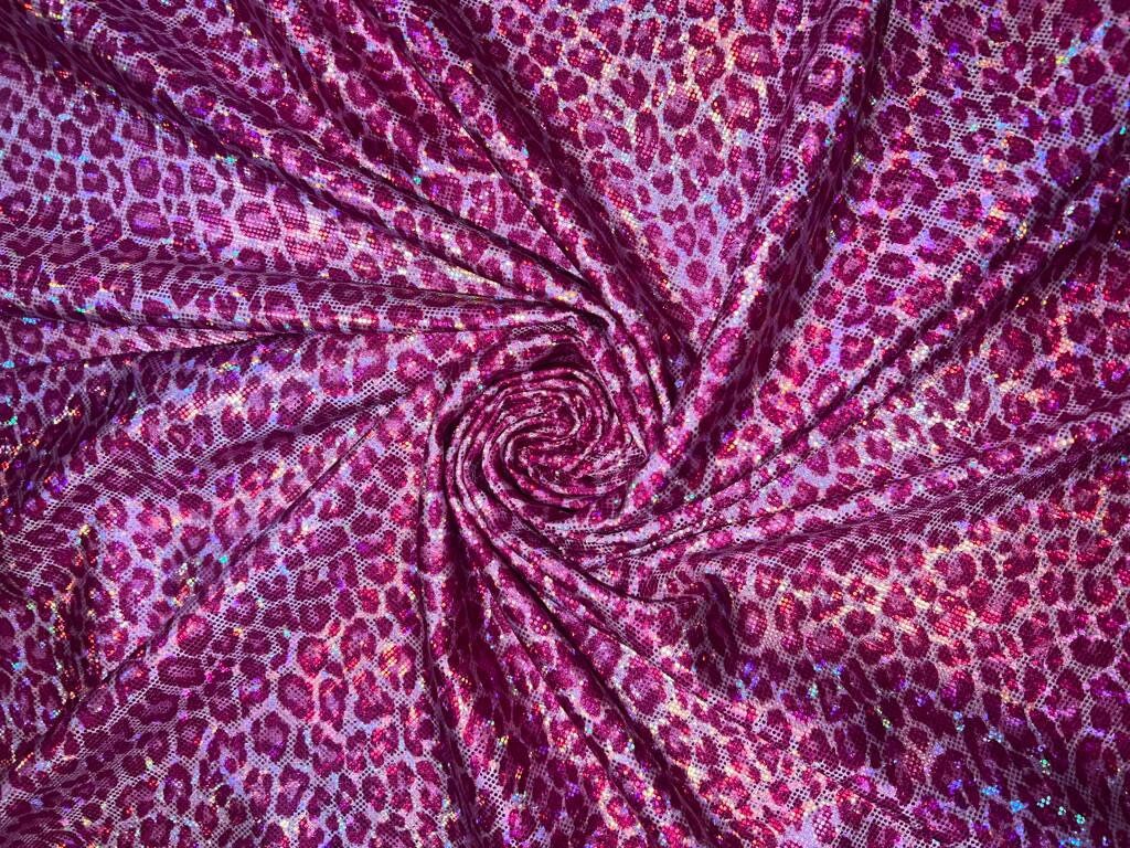Cheetah Design Exotic Animal Print Hologram Metallic Nylon Spandex ...