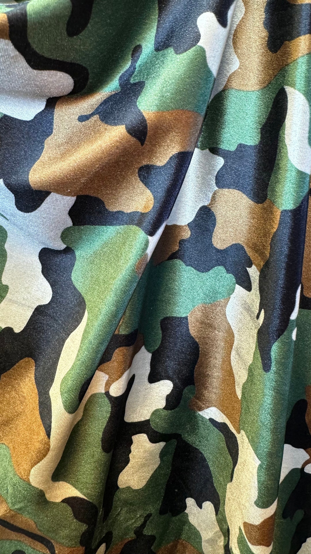 Camouflage Army Design Print on Best Quality of Stretch Velvet 4-way ...
