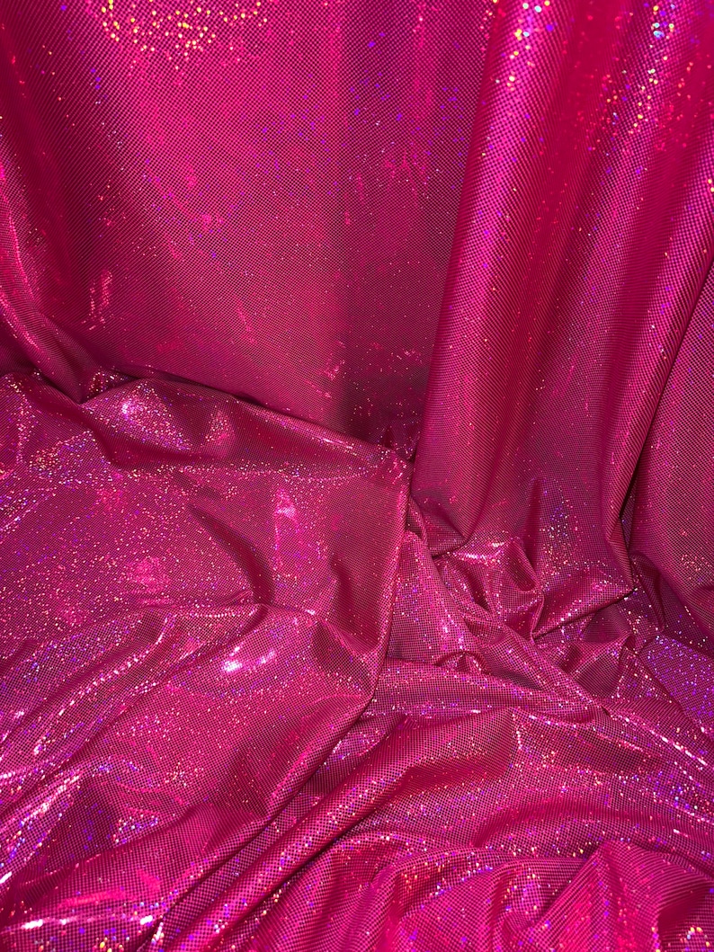 Luxury Hologram Dots All Over Foil Hot Pink/fuchsia Metallic Nylon ...