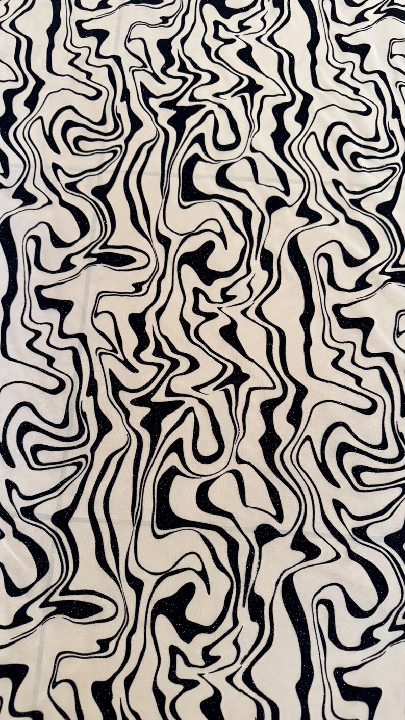 Abstract Modern Design on Power Mesh Nylon Spandex With Flocking 4-way ...
