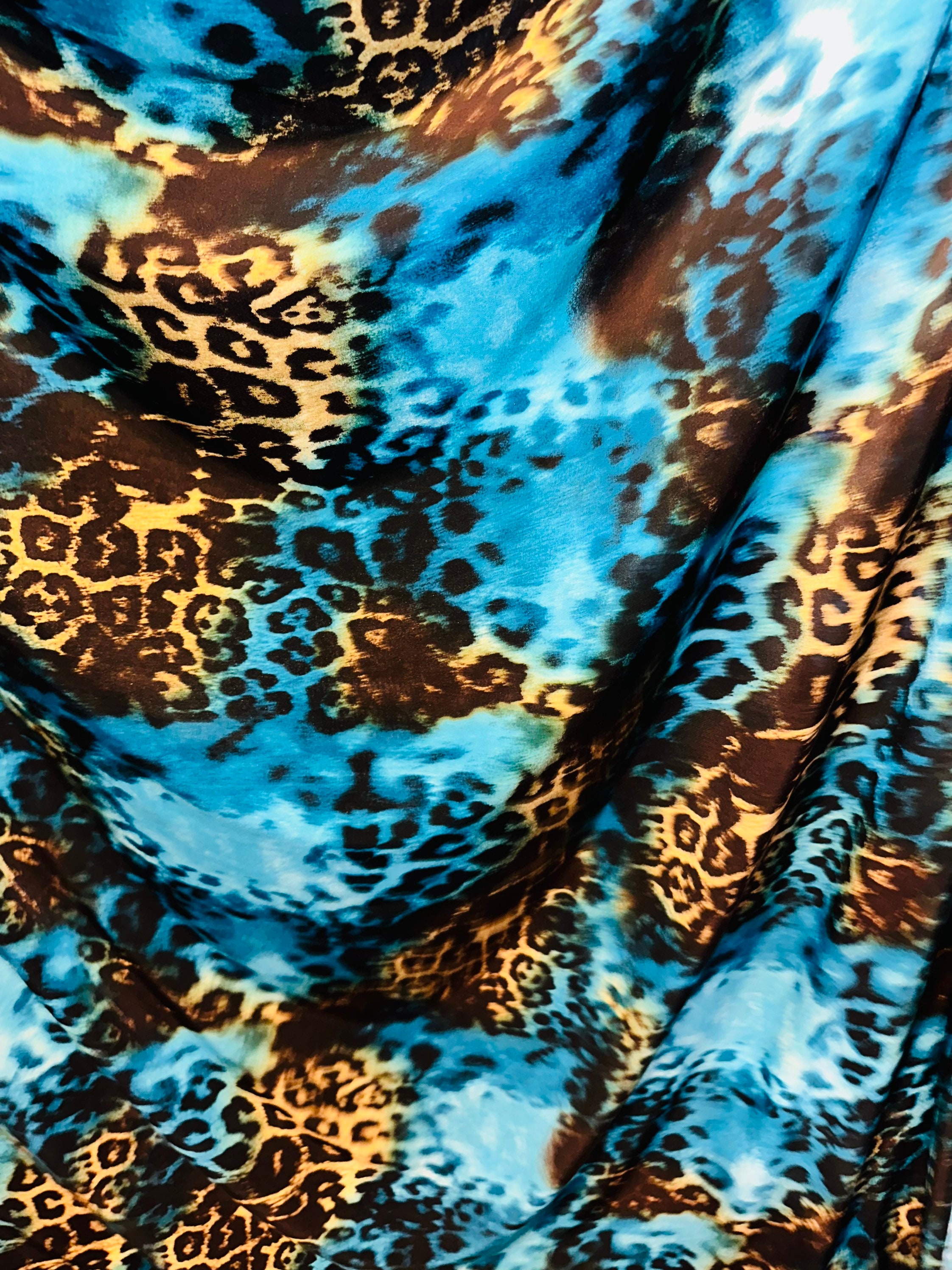 Wild Cat Design Teal/brown Print on Great Quality of Nylon - Etsy