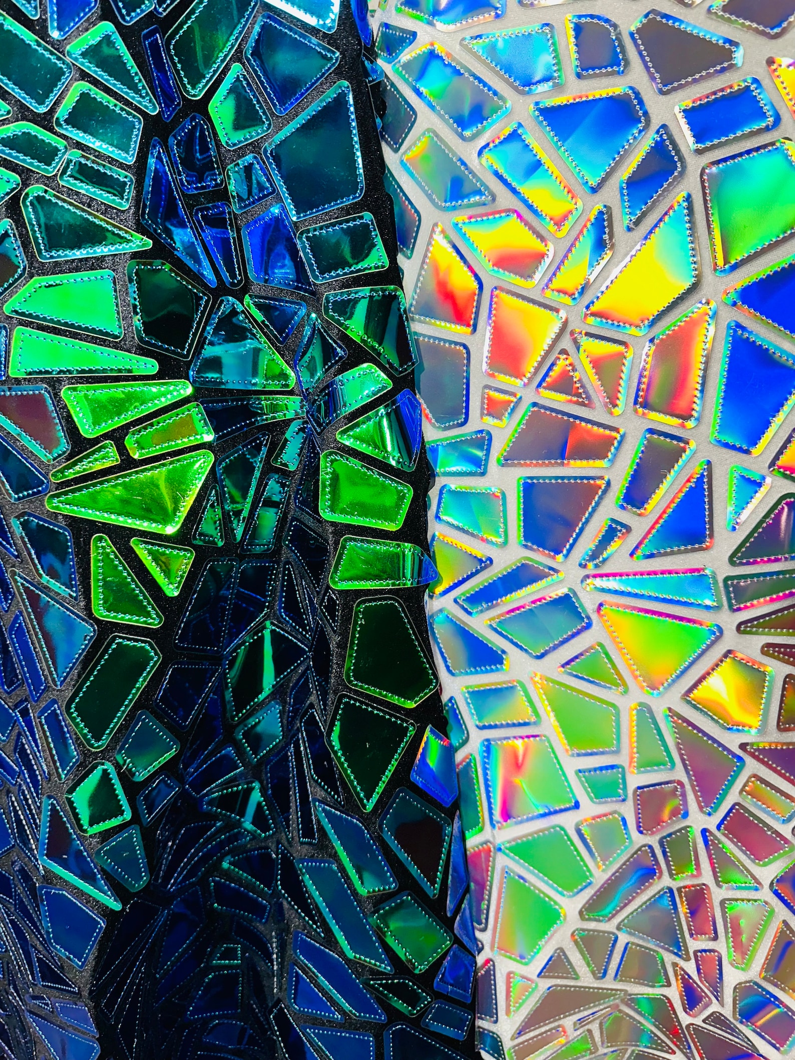 Shattered Glass Design Iridescent Metallic Geometric Design on Stretch ...