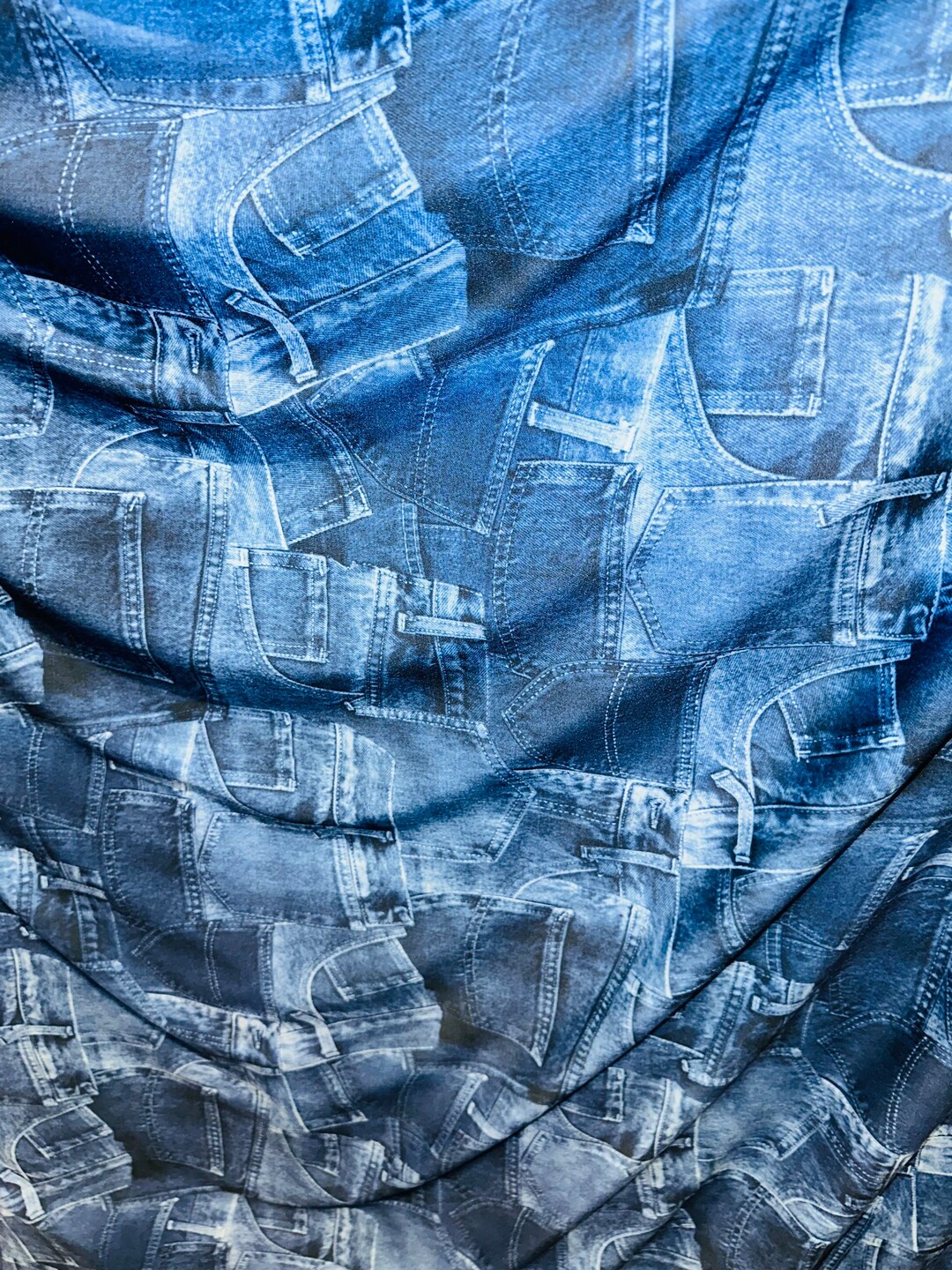 New Denim Pockets Design Blue Color Print on Great Quality of Poly ...