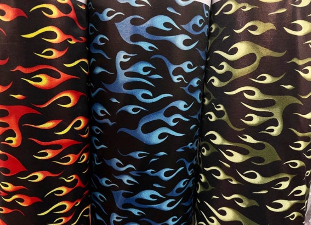 Luxury Flames Design Metallic Nylon Spandex 4-way Stretch 58/60” Sold ...