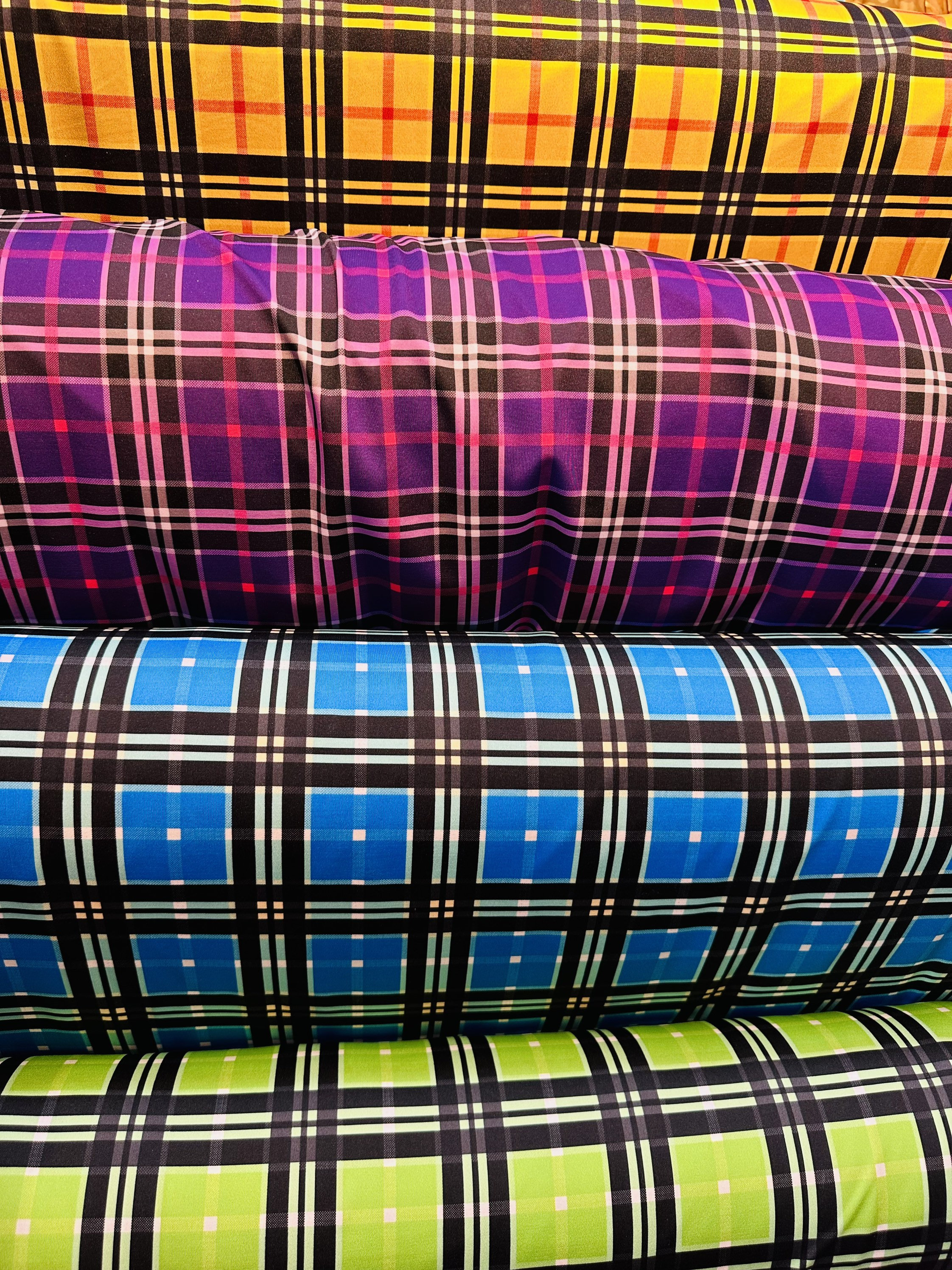 Deluxe Plaid Design Print on Nylon Spandex 4-way Stretch High Quality ...