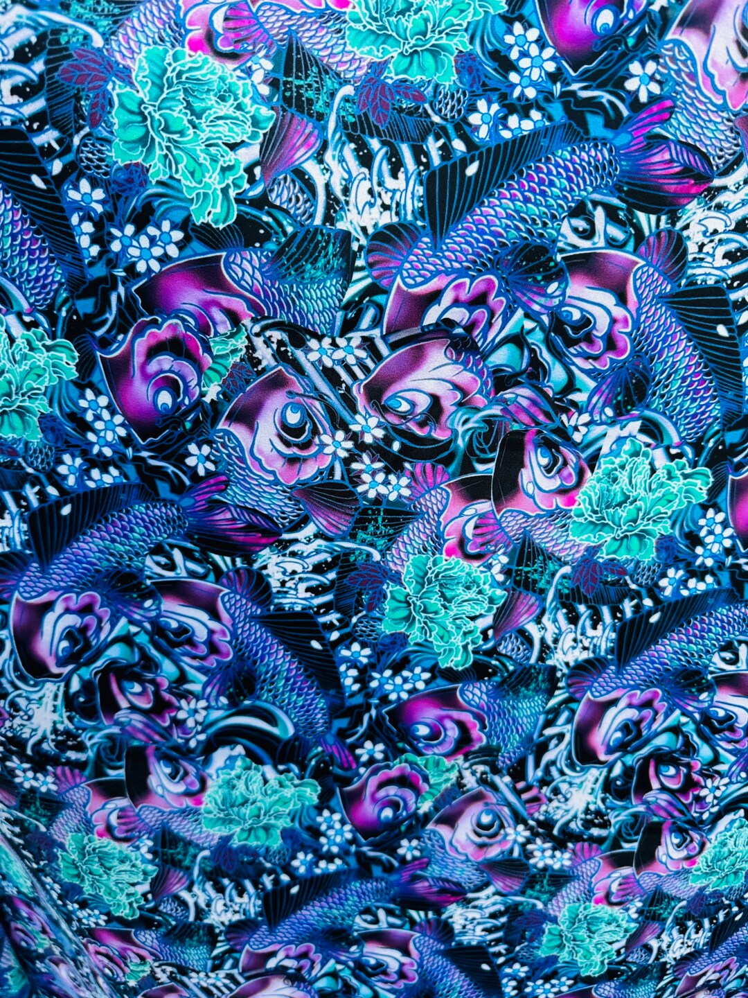 Luxury Koi Fish on Japanese Art Tattoo Multicolor Printed on Great ...