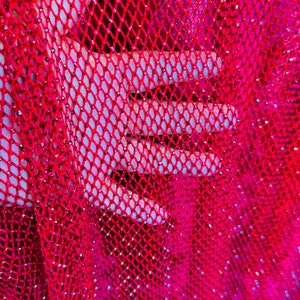 Rhinestone Luxury Design Scarlet Red on Stretch Fishnet 4-way 55/57 ...