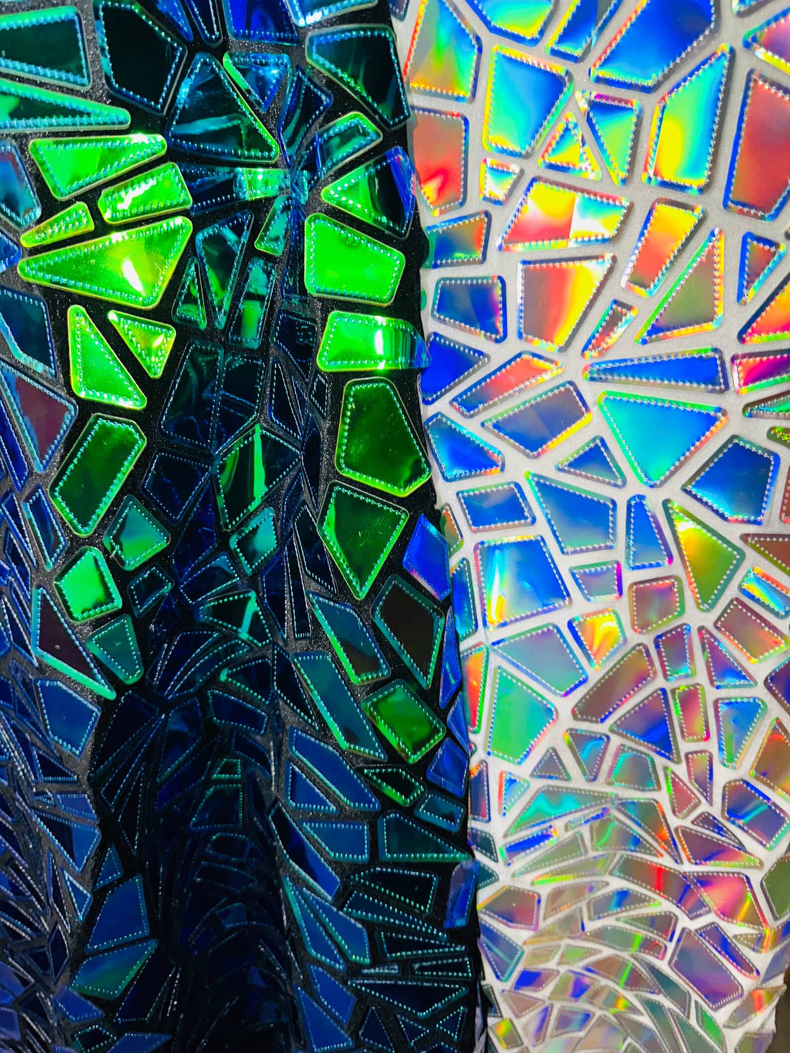 Shattered Glass Design Iridescent Metallic Geometric Design on Stretch ...