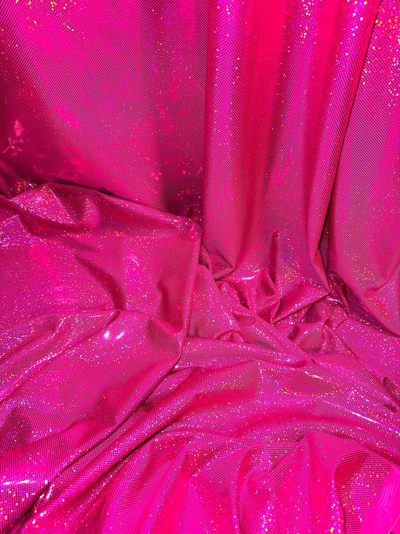 Luxury Hologram Dots All Over Foil Hot Pink/fuchsia Metallic Nylon ...