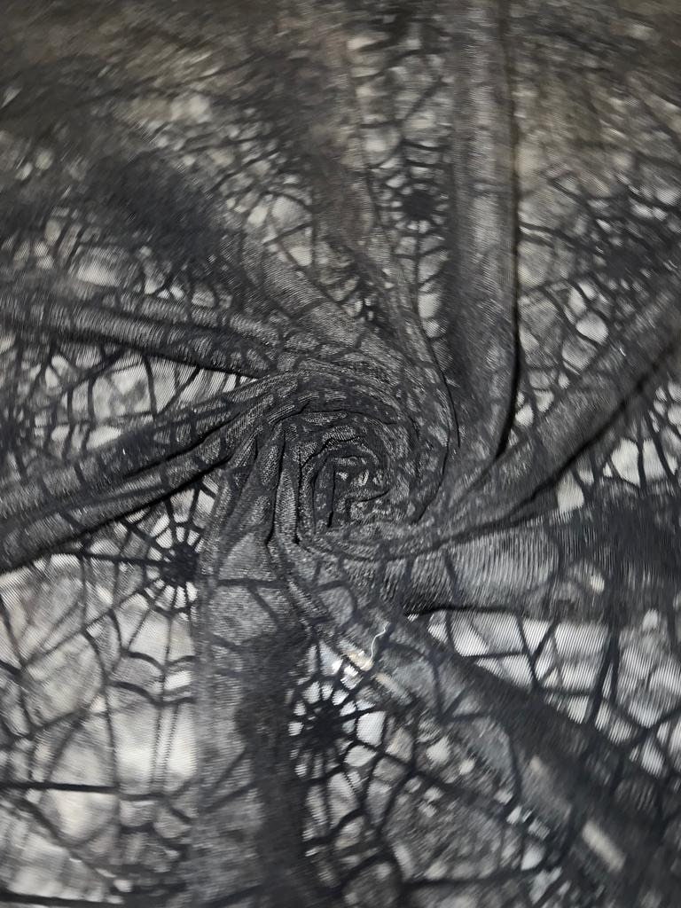 Spiderweb Design on Power Mesh Nylon Spandex With Flocking 4-way ...