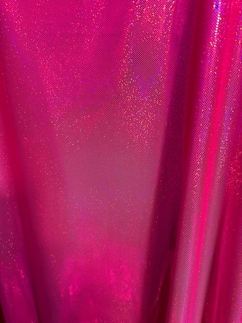 Luxury Hologram Dots All Over Foil Hot Pink/fuchsia Metallic Nylon ...