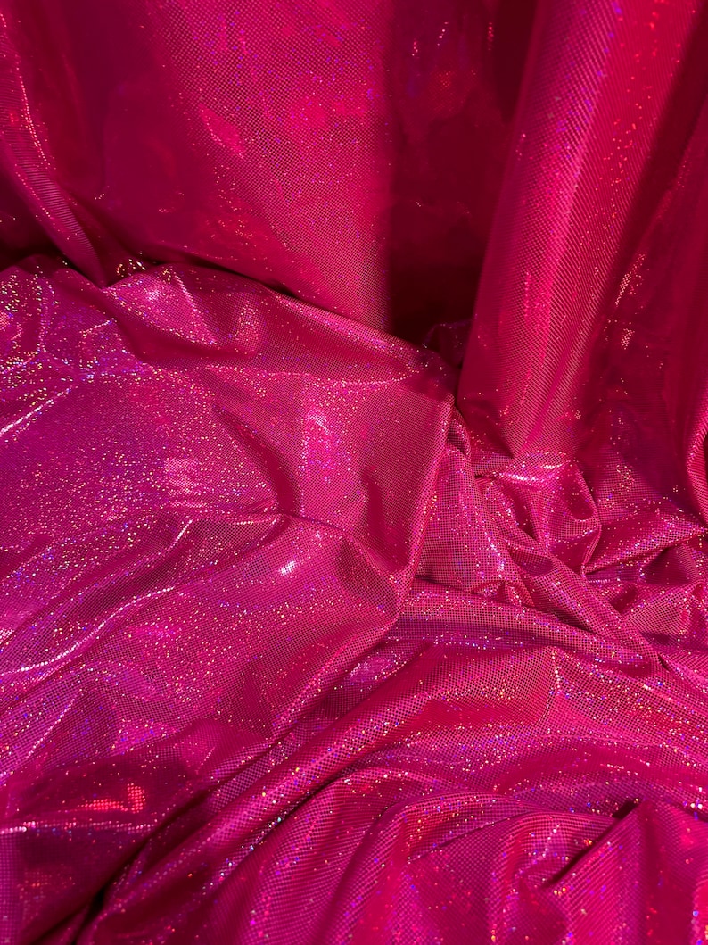 Luxury Hologram Dots All Over Foil Hot Pink/fuchsia Metallic Nylon ...