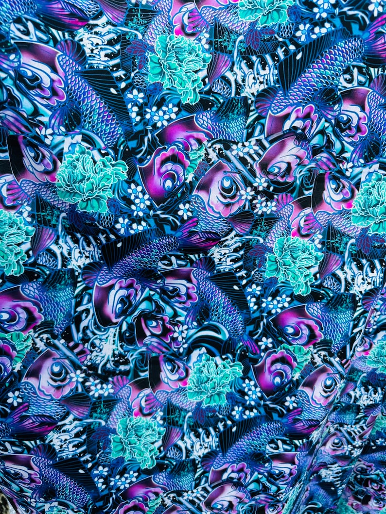 Luxury Koi Fish on Japanese Art Tattoo Multicolor Printed on Great ...