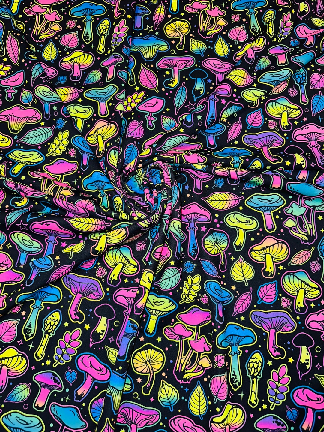 Vivid Mushrooms Luxury Digital Design UV Glow Neon Rainbow Colors It ...