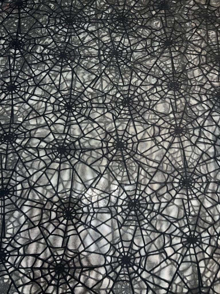 Spiderweb Design on Power Mesh Nylon Spandex With Flocking 4-way ...
