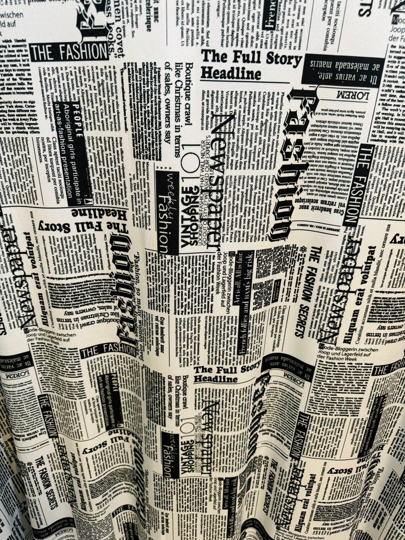 Newspaper Fashion Design Print on Great Quality of Nylon Spandex 4-way ...