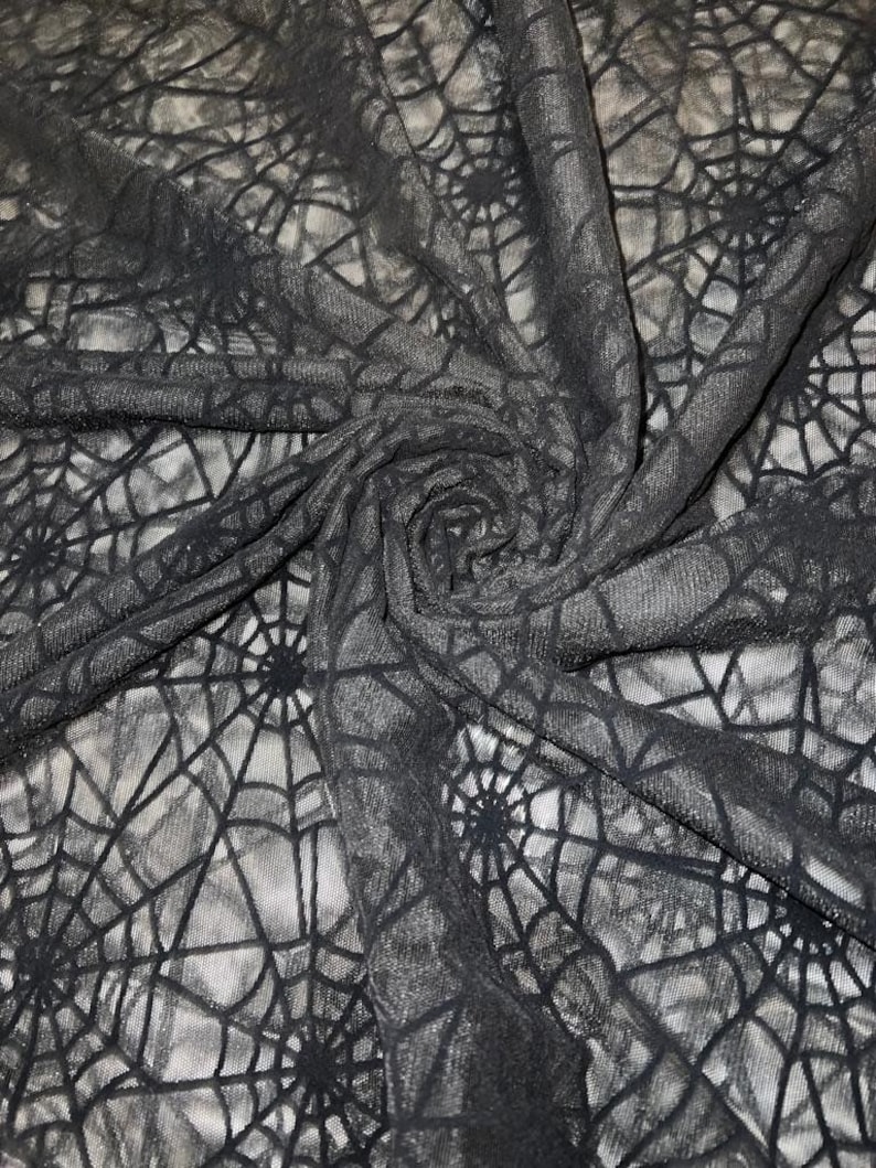 Spiderweb Design on Power Mesh Nylon Spandex With Flocking 4-way ...