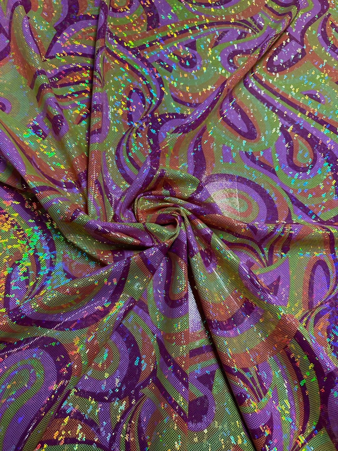 Deluxe Paisley Charming Design Hologram Design Metallic Nylon Spandex ...