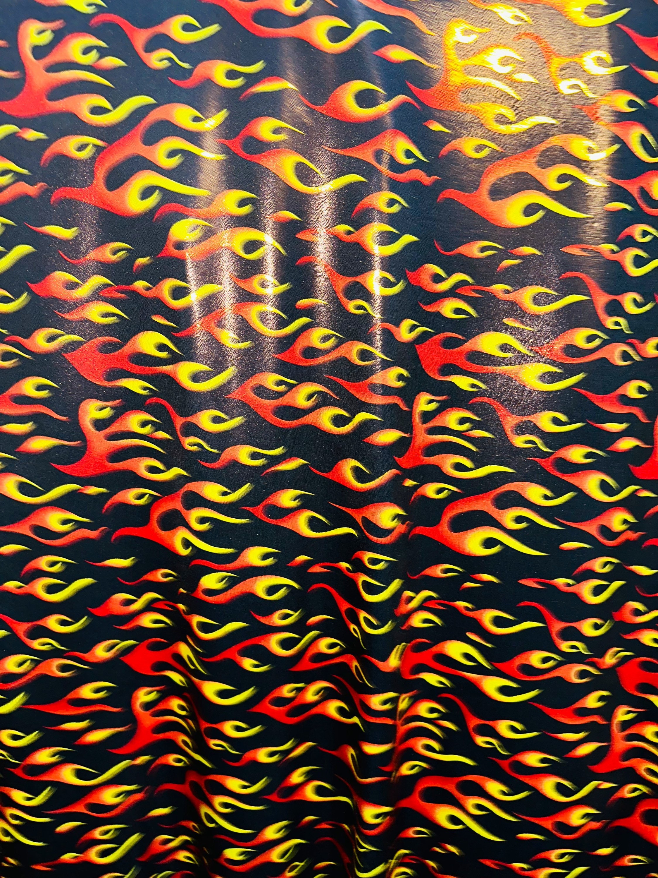 Luxury Flames Design Metallic Nylon Spandex 4-way Stretch - Etsy