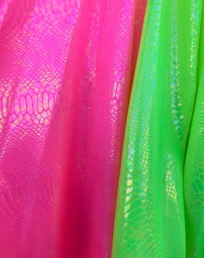Exotic Skin Snake Design With Iridescent Foil Hologram Metallic Nylon ...