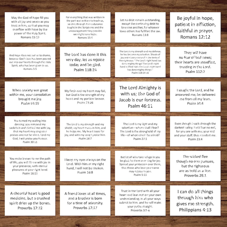 78 SIMPLE Bible Verse Printable Cards, Encouraging Quotes, NIV Verses ...