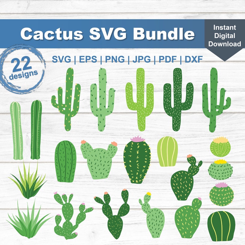 Cactus SVG Bundle, Cactus Svg Files for Cricut or Silhouette, Cute ...