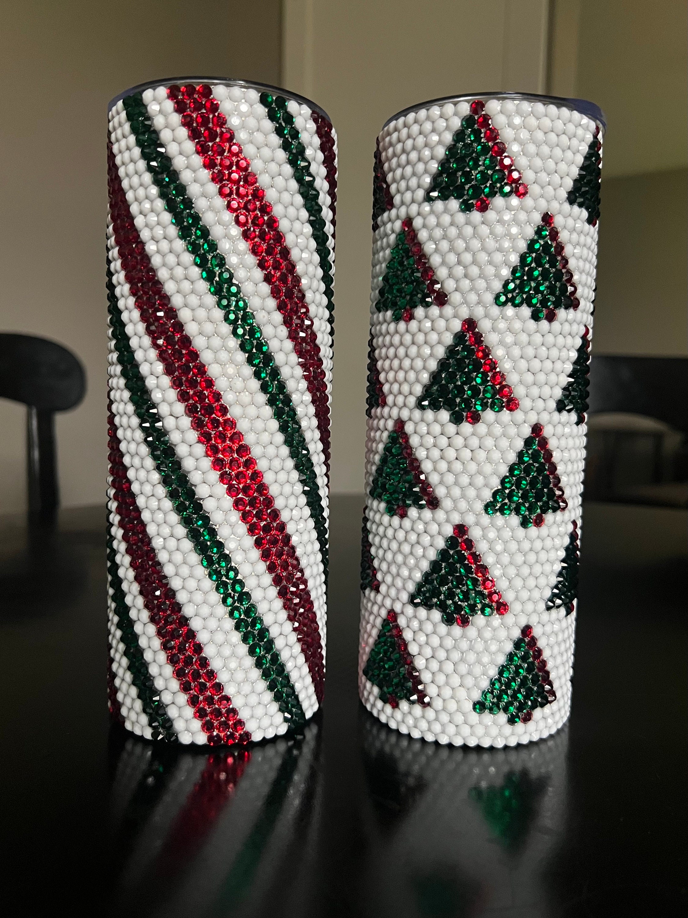 Holiday Pattern Rhinestone Bedazzled Tumbler Cup With Lid - Etsy