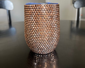 Light Pink Rhinestone Bedazzled Wine Tumbler Cup With Lid - Etsy
