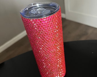 Pink Diamonds Tumbler, Bling Tumbler, Rhinestone Glass Tumbler, Bling ...