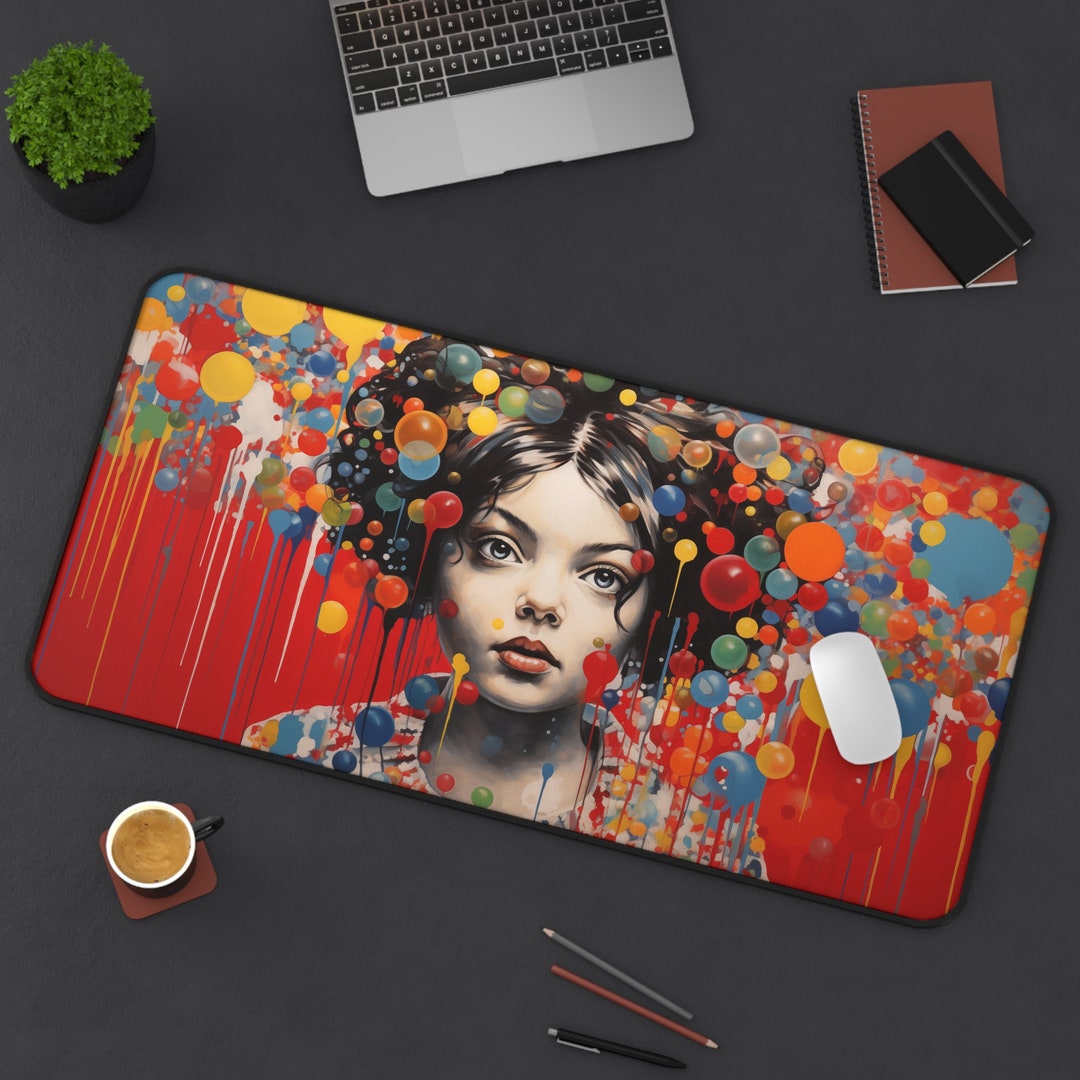Colorful Abstract Art Desk Mat, Anti-slip Neoprene Office Mouse Pad ...