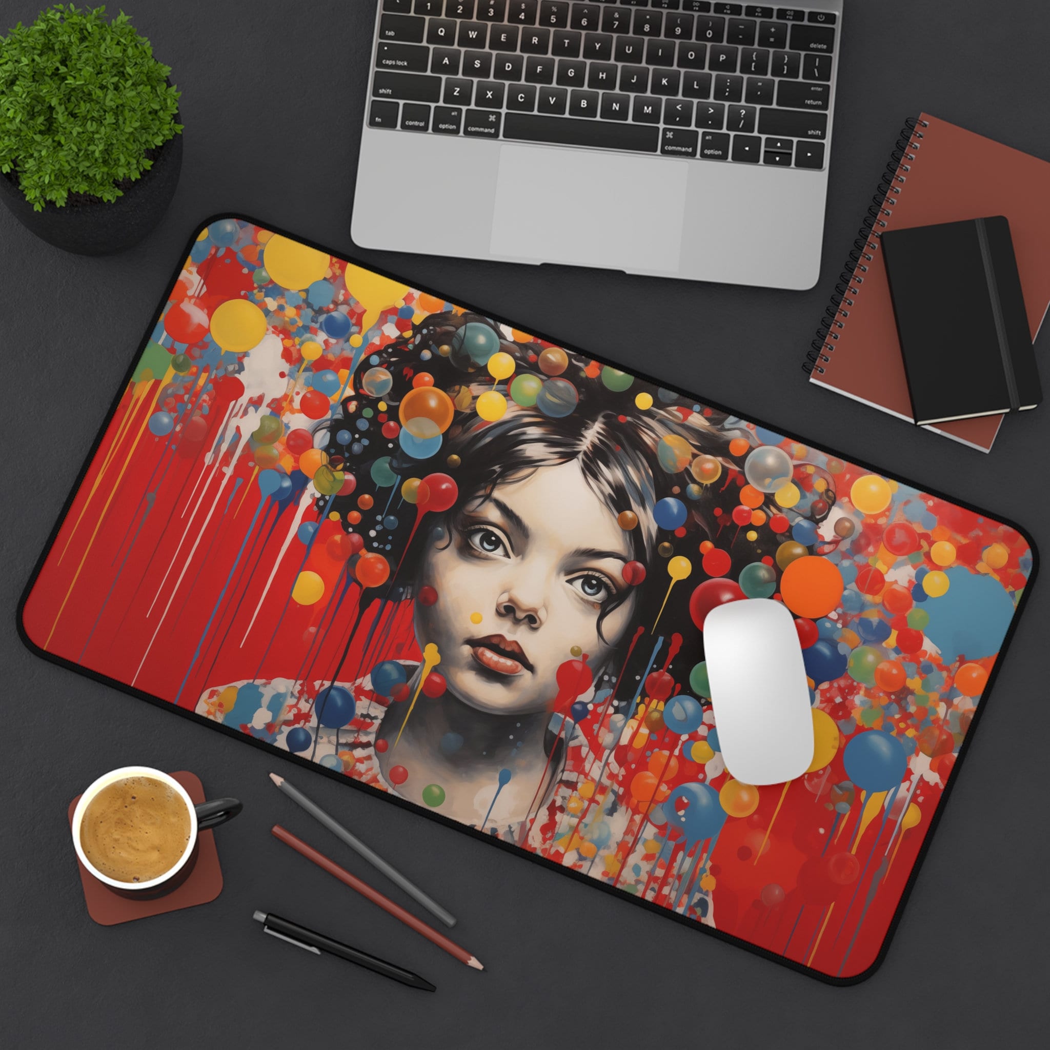 Colorful Abstract Art Desk Mat, Anti-slip Neoprene Office Mouse Pad ...