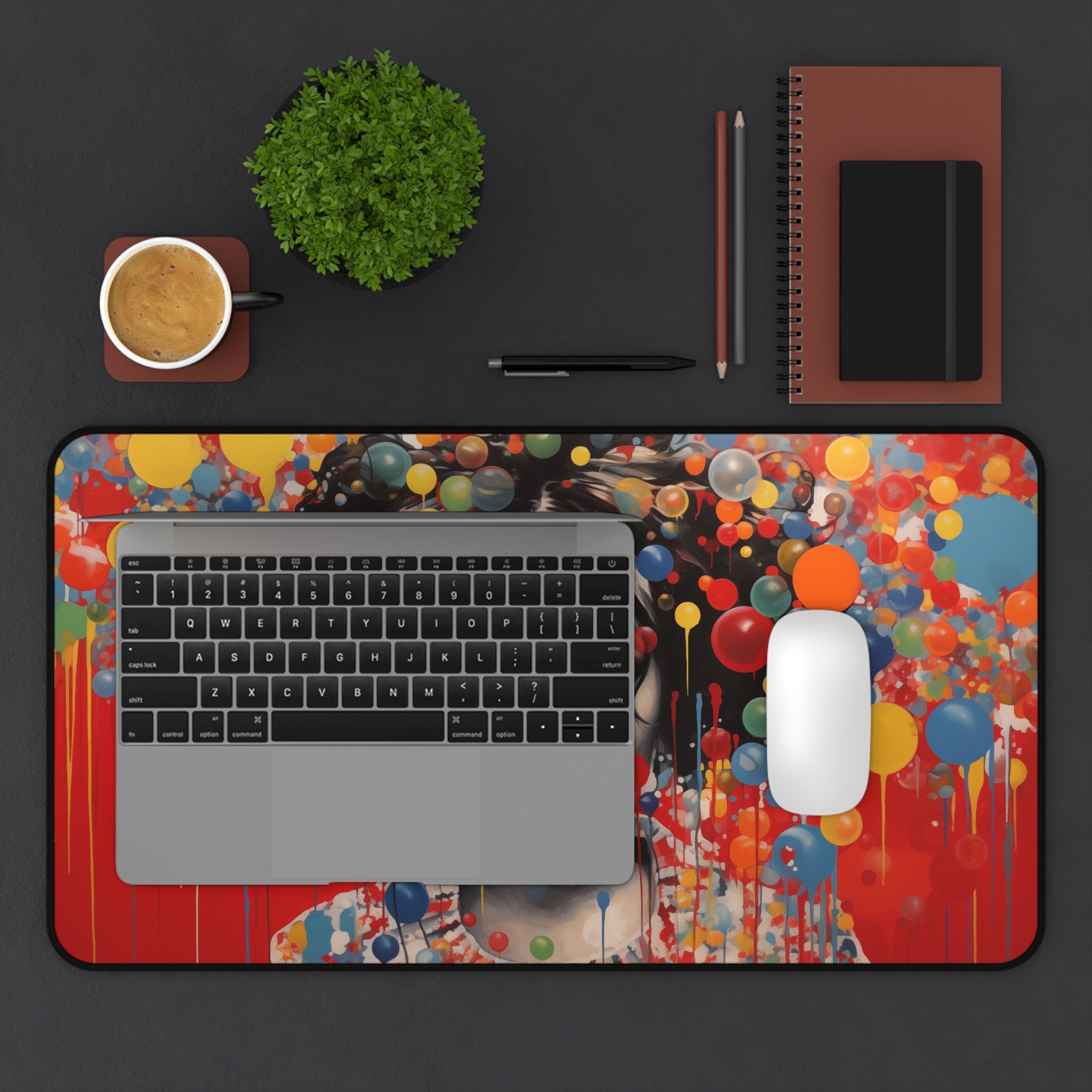 Colorful Abstract Art Desk Mat, Anti-slip Neoprene Office Mouse Pad ...